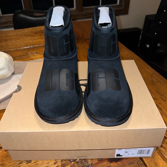 UGG | Shoes | Ugg Classic Mini Scatter Graphic Boots In Black | Poshmark